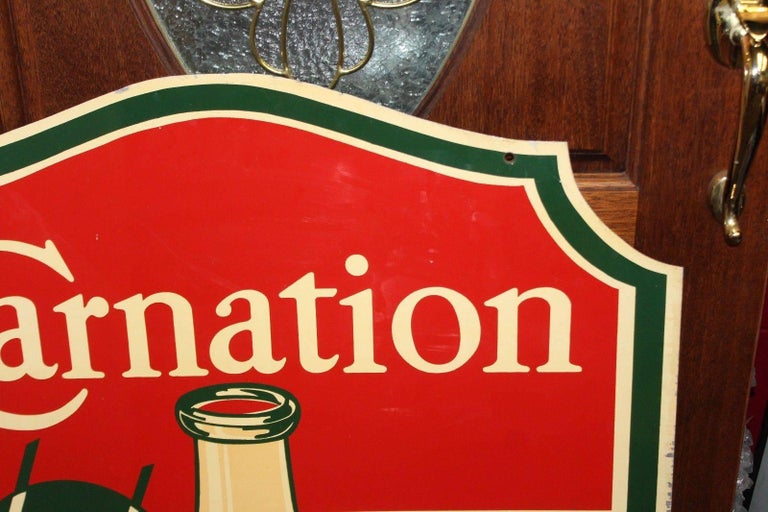 1950s Carnation Fresh Milk Die-Cut Double Sided Tin Advertising Sign ...