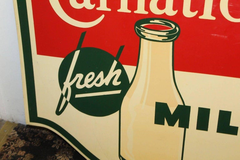 1950s Carnation Fresh Milk Die-Cut Double Sided Tin Advertising Sign ...