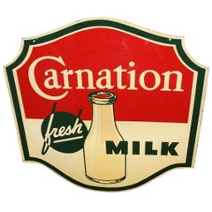 1950s Carnation Fresh Milk Die-Cut Double Sided Tin Advertising Sign ...