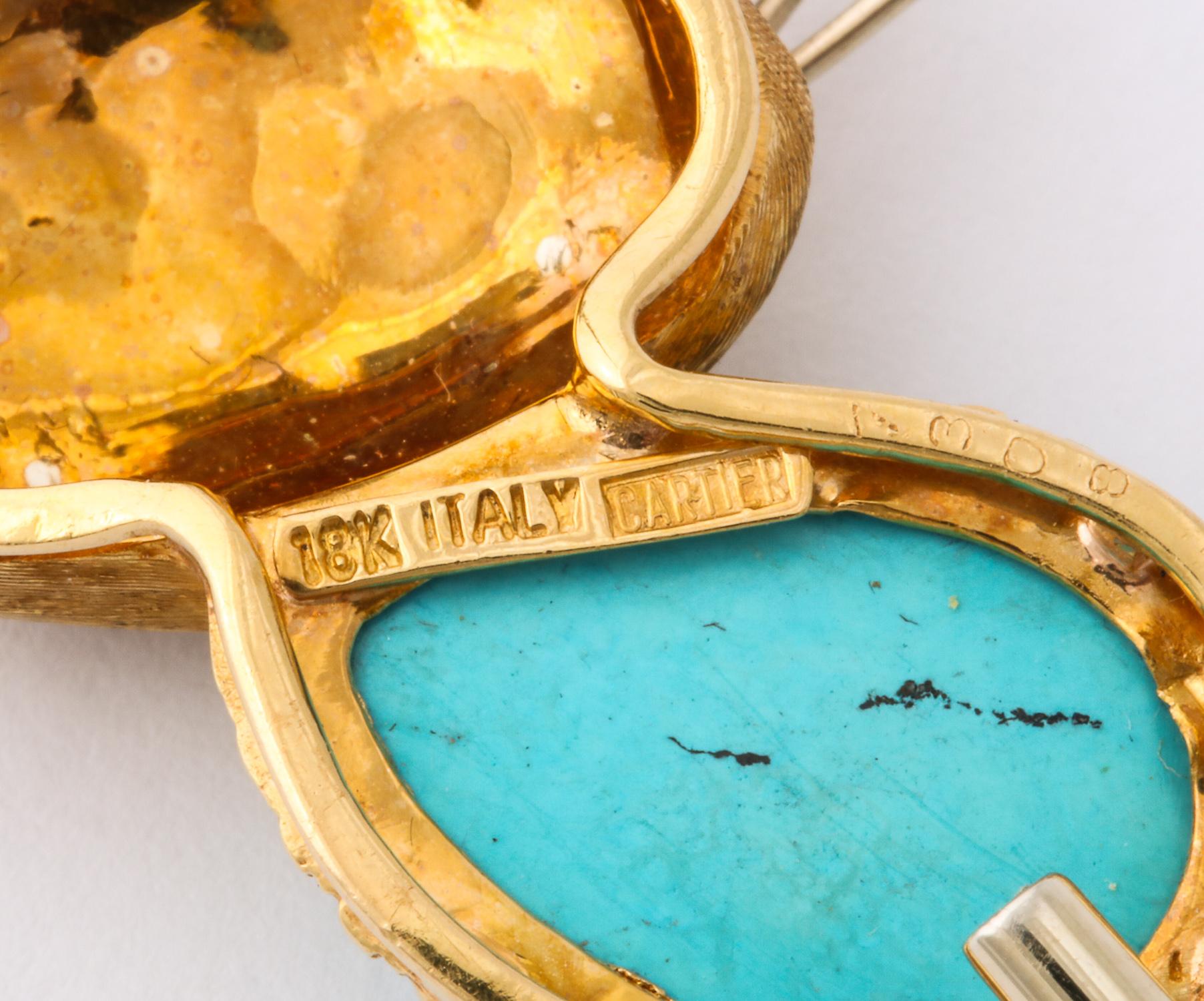 1950s Cartier Italy Whimisical Kitty Cat Turquoise and Gold Brooch Pin ...