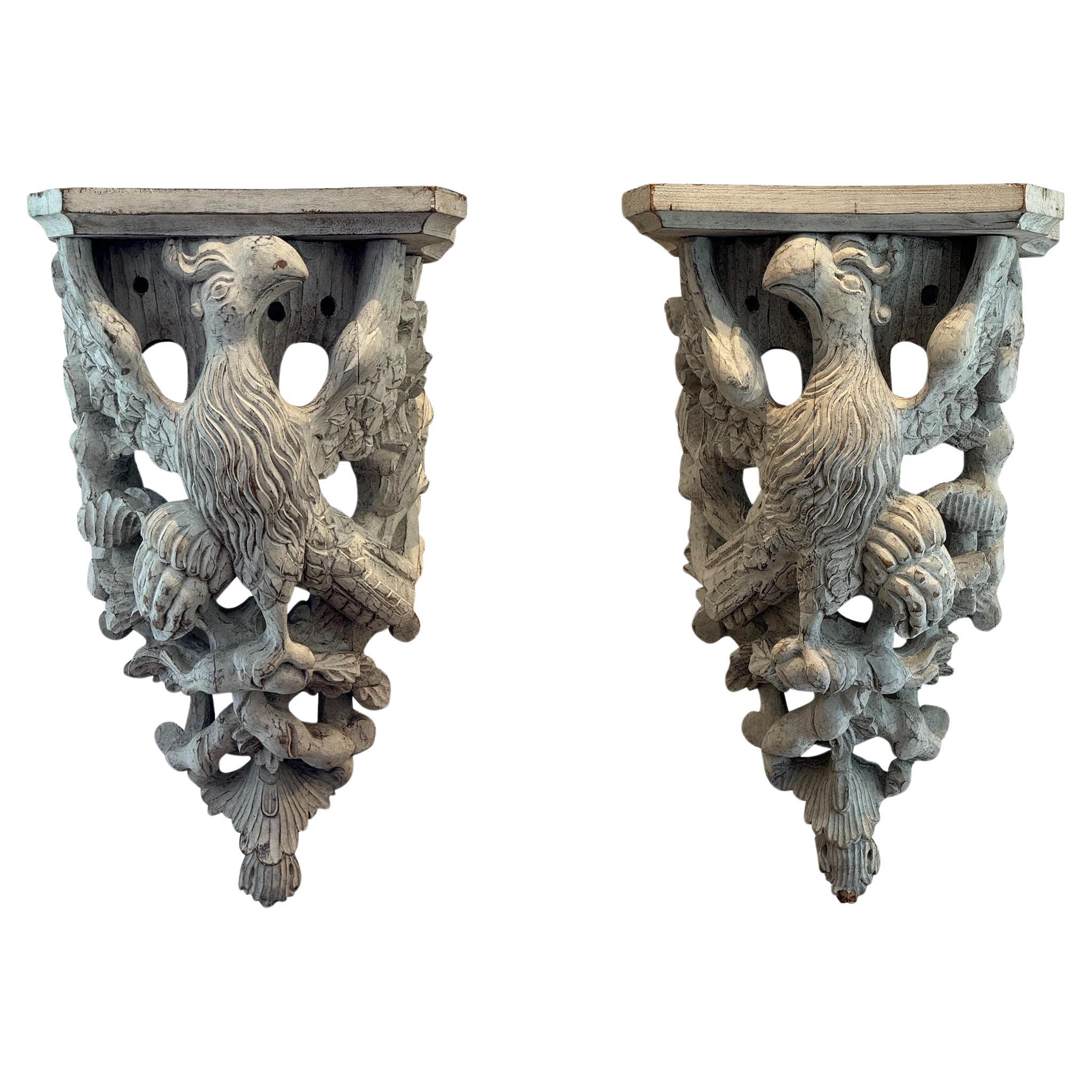 1950s Carved Bird Brackets For Sale at 1stDibs