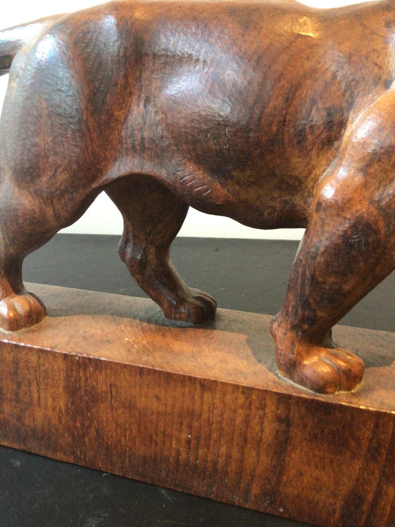 1950s Carved Wood Tiger For Sale at 1stDibs