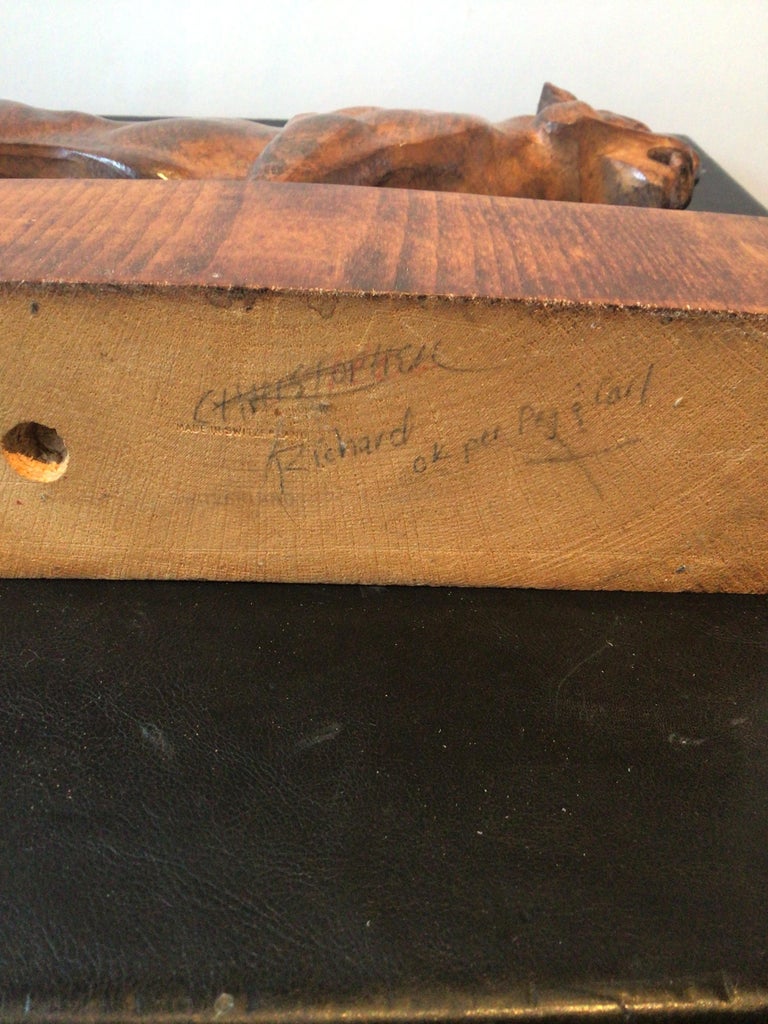 1950s Carved Wood Tiger For Sale at 1stDibs