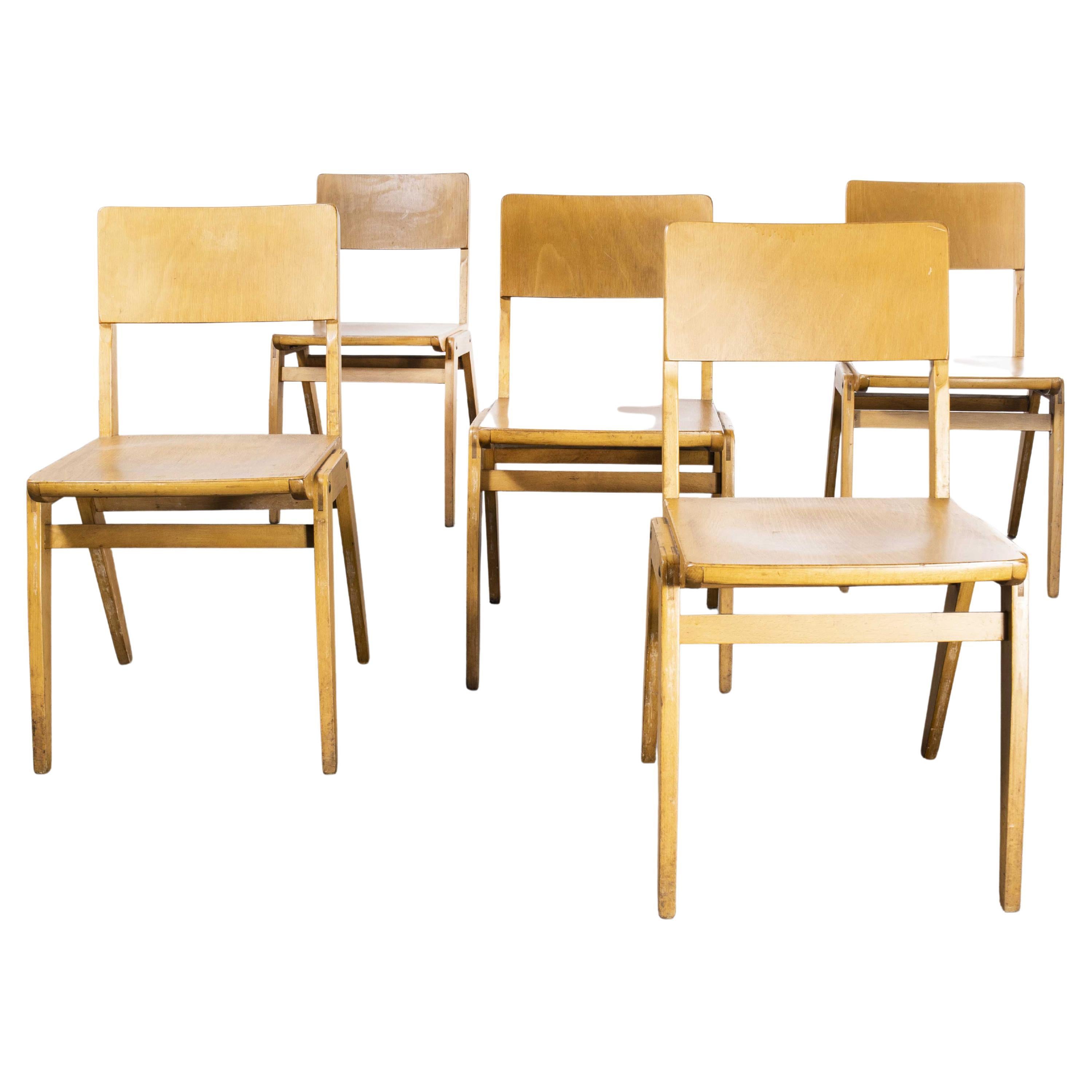 1950's Stacking Dining Chairs by Lamstak, Set of Seven For Sale at 1stDibs