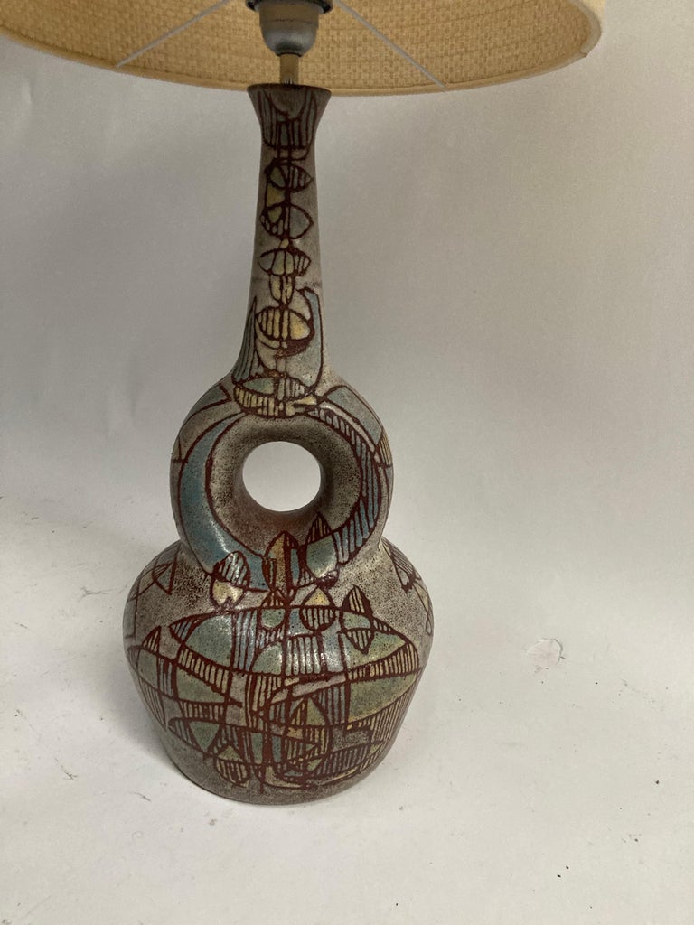 1950's Ceramic Lamp by French Artist Accolay For Sale at 1stDibs