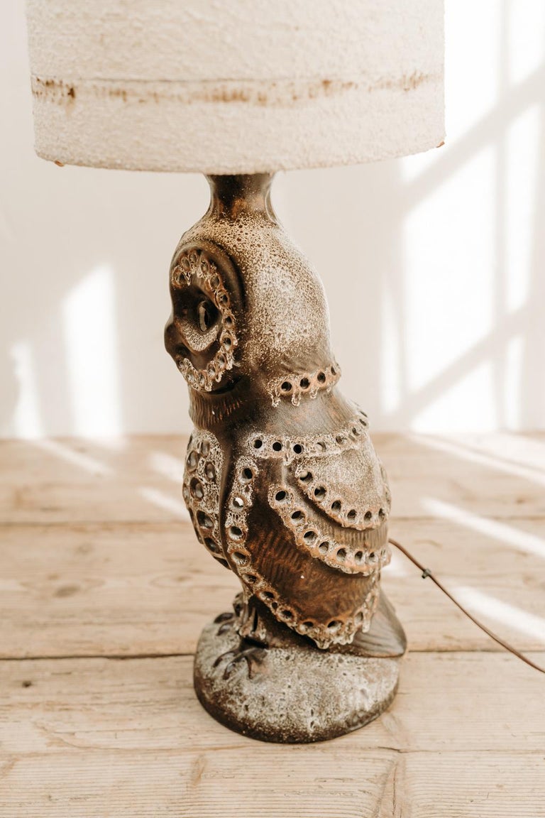 1950's Ceramic Owl Lamp For Sale at 1stDibs