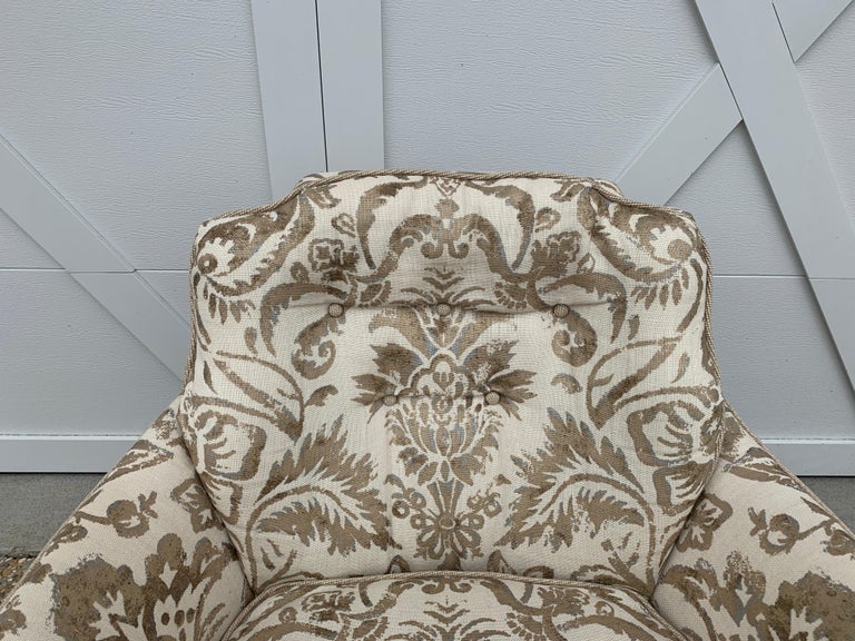 1950s Chinoiserie Armchairs with Scalamandre Damask Linen Upholstery ...