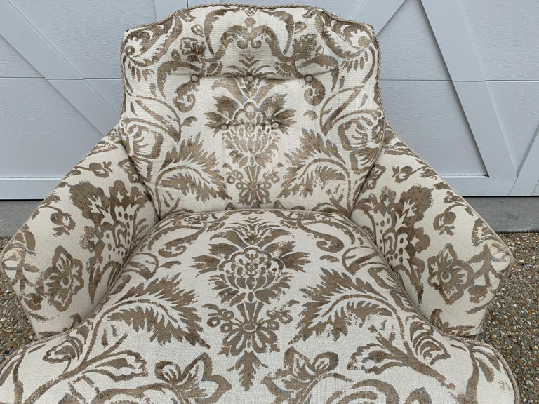 1950s Chinoiserie Armchairs with Scalamandre Damask Linen Upholstery ...