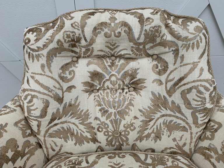 1950s Chinoiserie Armchairs with Scalamandre Damask Linen Upholstery ...