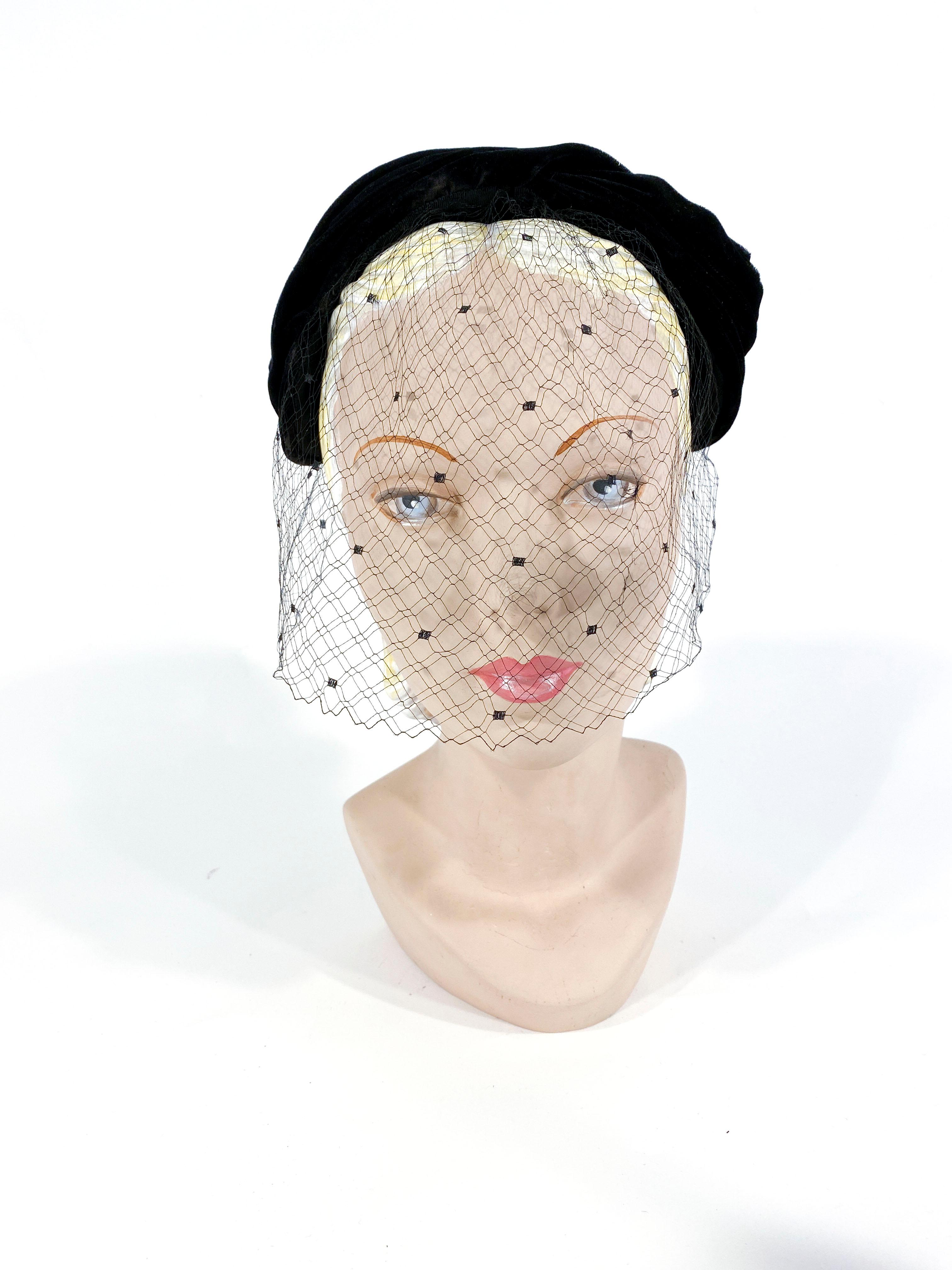 1950s Christian Dior Black Velvet Hat at 1stDibs | dior hat with veil ...