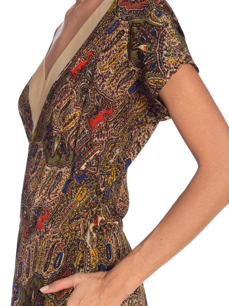 1950S CLAIRE MC CARDELL Multicolor Paisley Wool Day Dress For Sale at ...