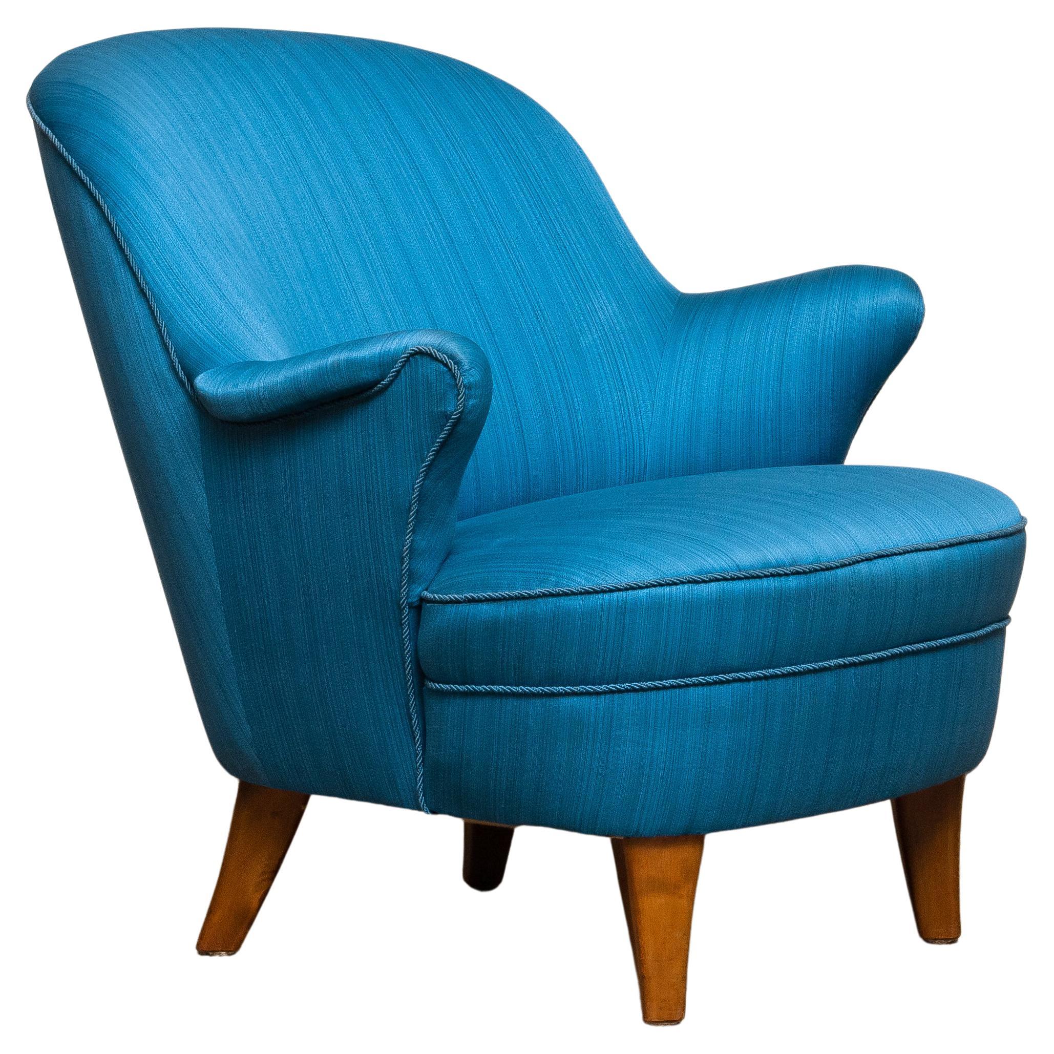 Vintage Leather and Brass Studded Club Lounge Chair from the 1950s For ...