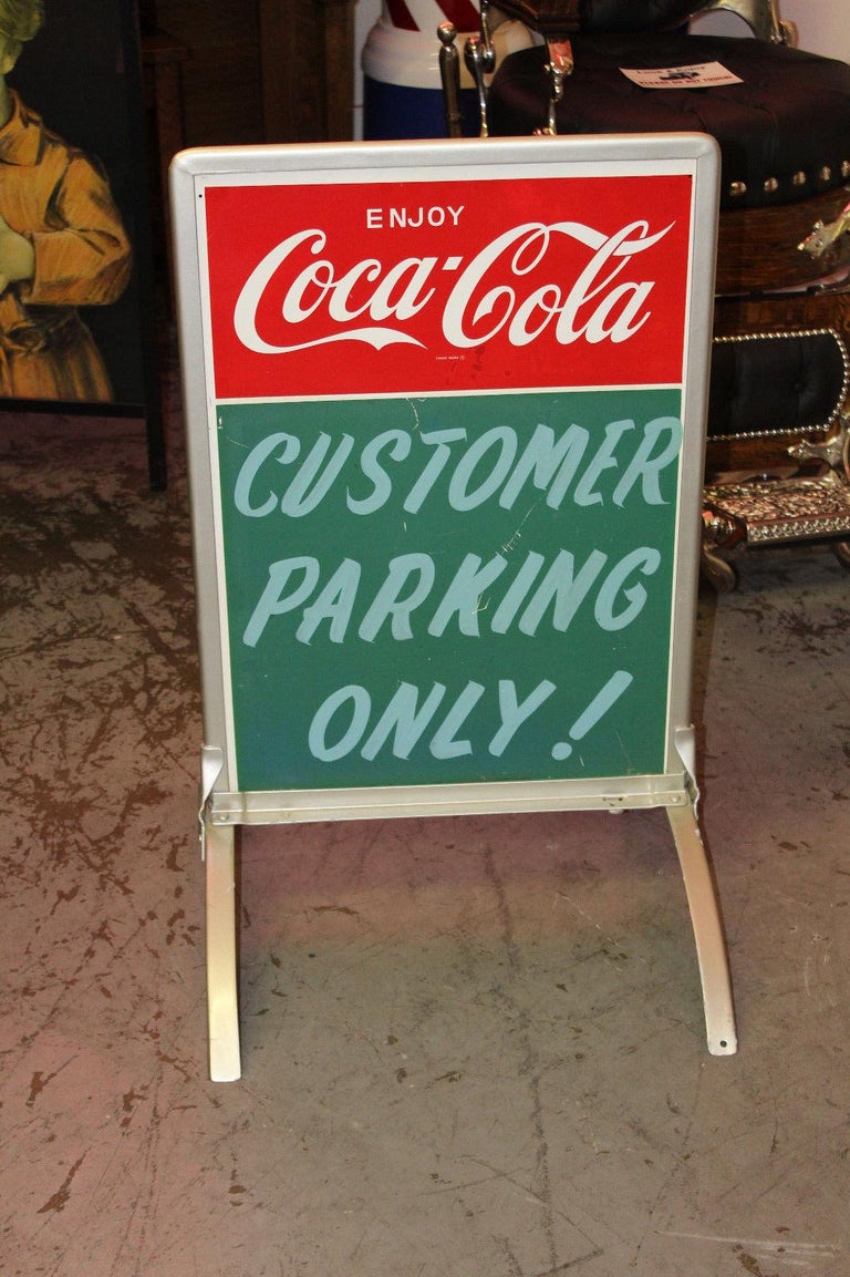 1950s Coca-Cola Curb Advertising Tin Sign "Customer Parking Only" For ...