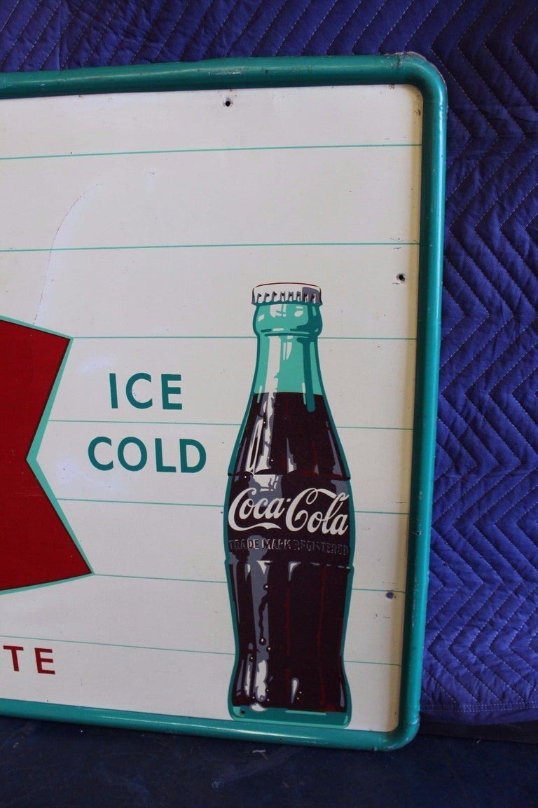 1950s Coca-Cola "Sign of Good Taste" Pressed Metal Fishtail Sign For ...
