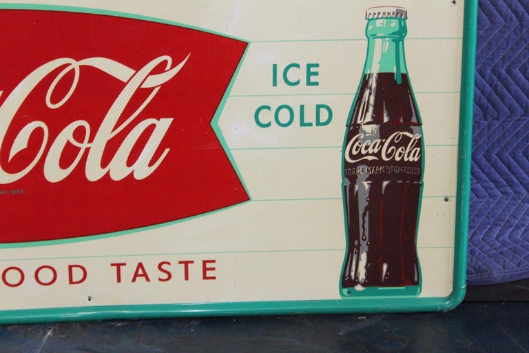 1950s Coca-Cola "Sign of Good Taste" Pressed Metal Fishtail Sign For ...
