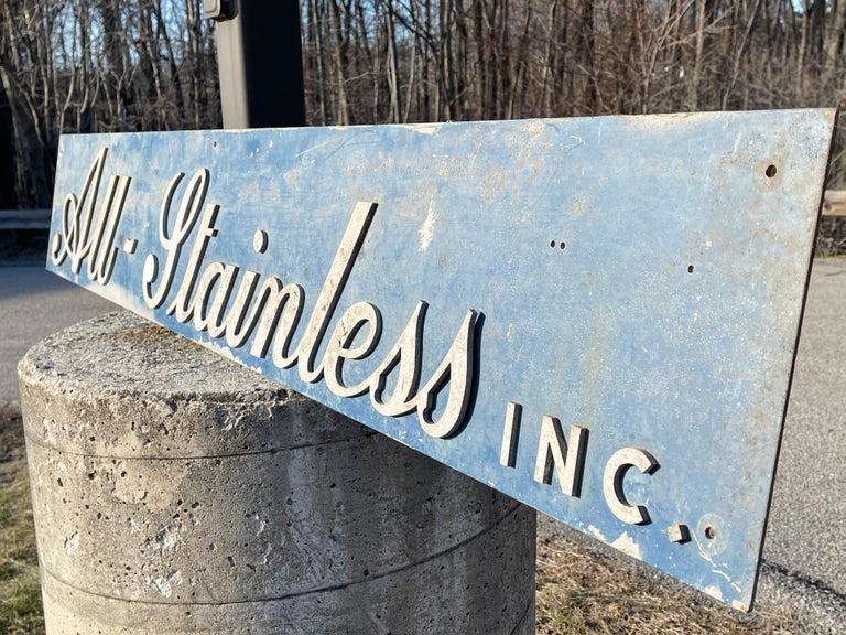 1950's Commercial Sign "All - Stainless Inc" For Sale at 1stDibs