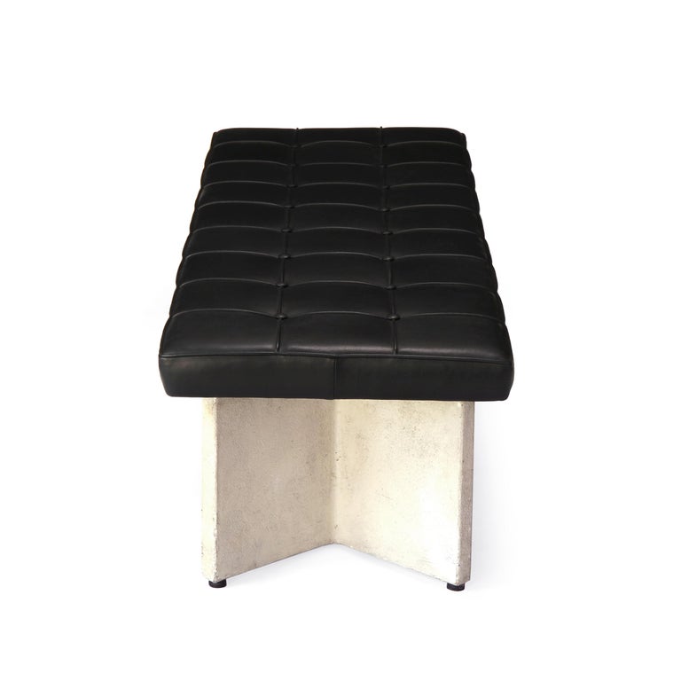 1950s Concrete and Leather Bench for the Seagram Building by Mies van ...
