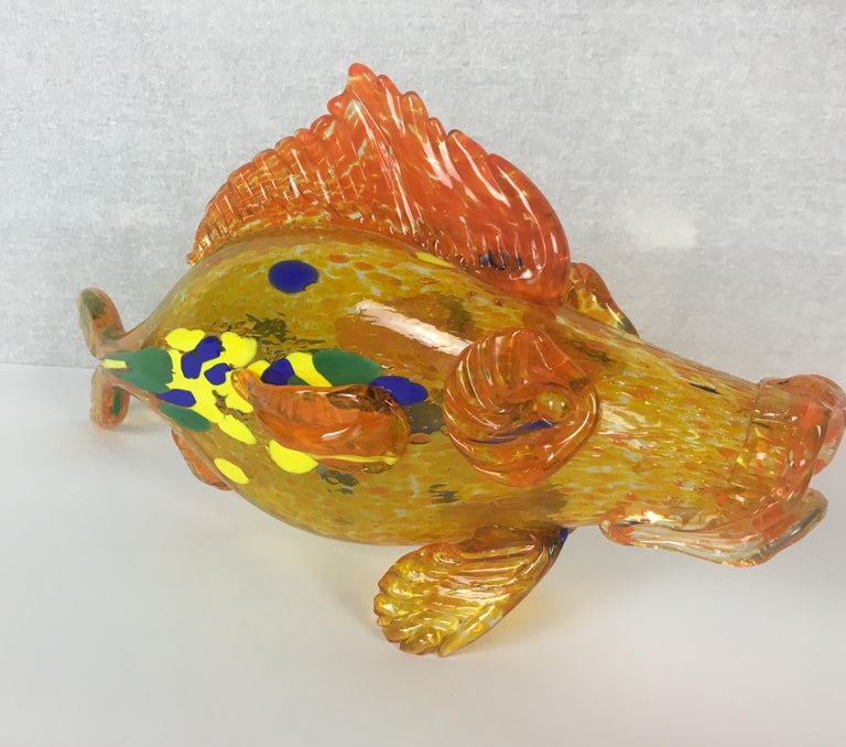 Murano Flecked Art Glass Fish, circa 1950s For Sale at 1stDibs