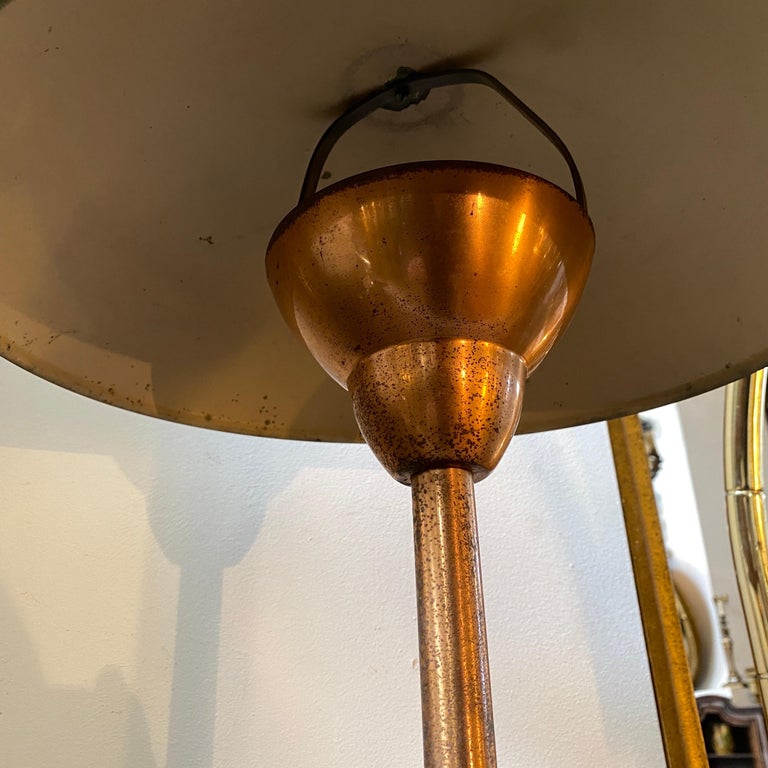 1950s Copper and Wood Industrial Italian Table Lamp For Sale at 1stDibs