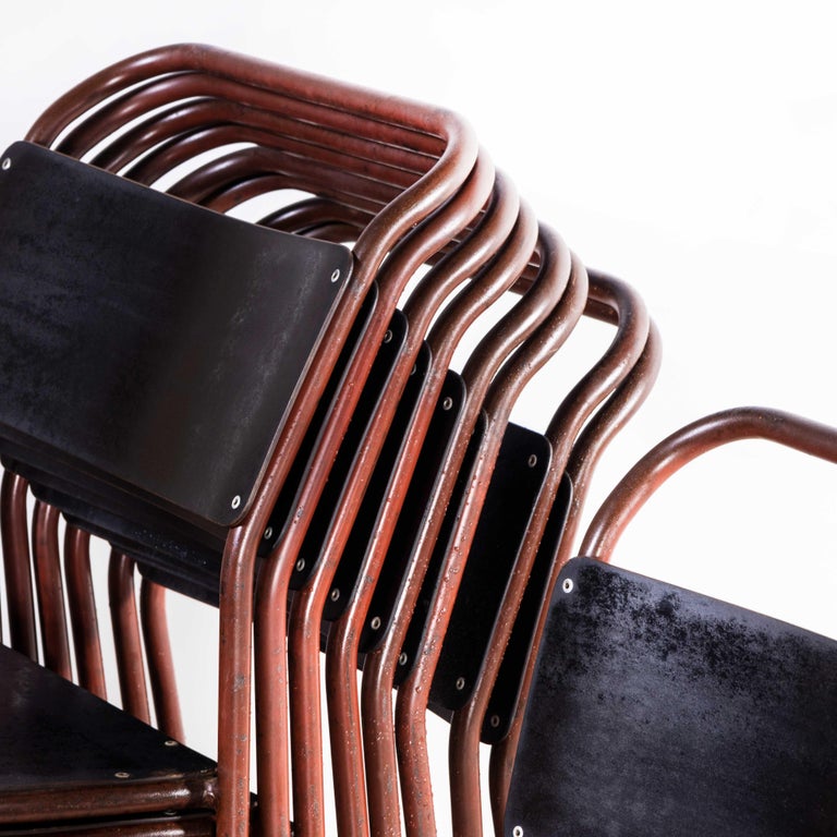 1950's COX Tubular Blood Red Metal Dining Chairs, Good Quantity Available For Sale at 1stDibs