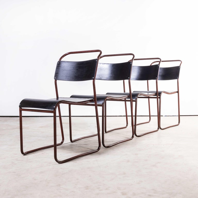 1950's COX Tubular Blood Red Metal Dining Chairs, Set of Four For Sale ...