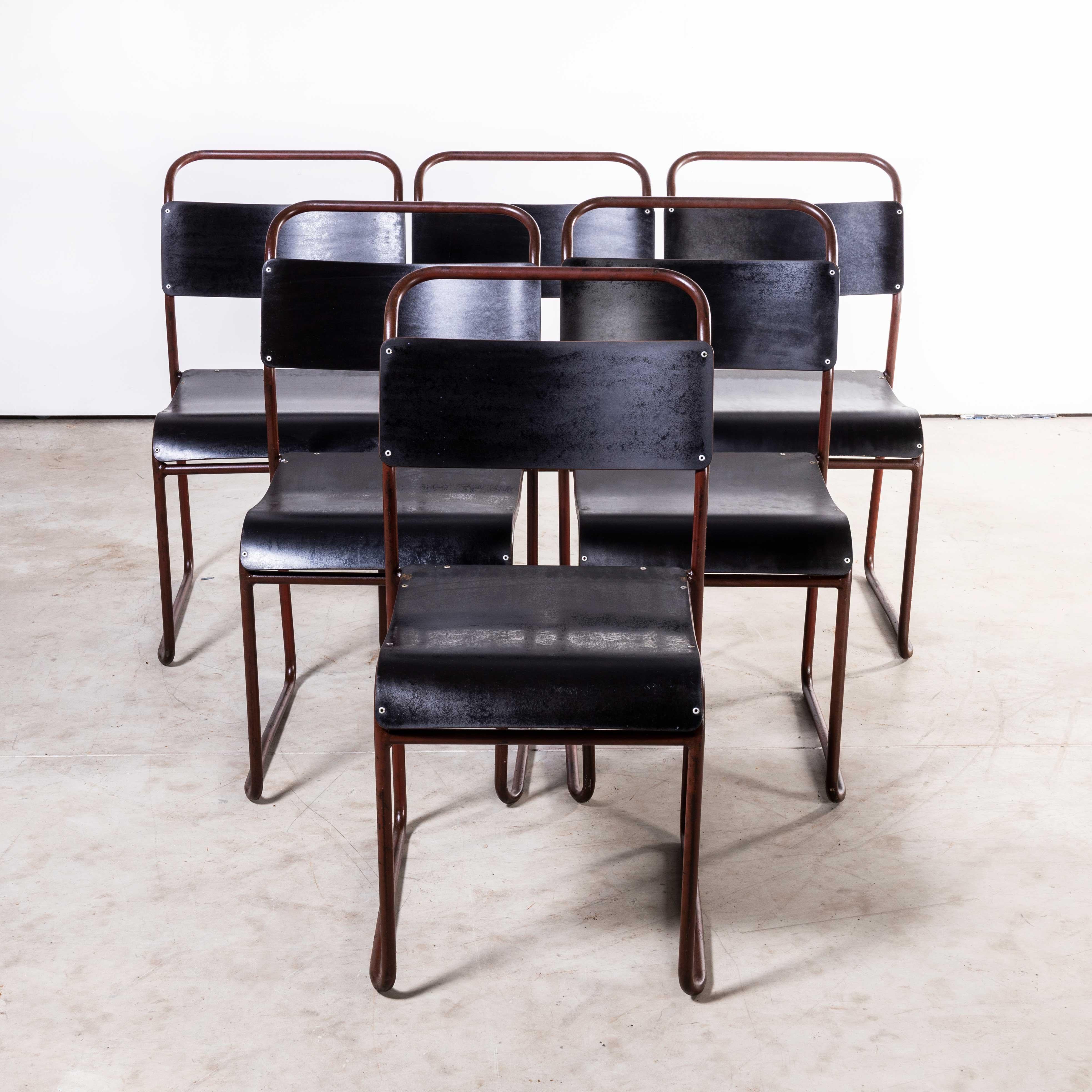 1950's COX Tubular Blood Red Metal Dining Chairs, Set of Six For Sale ...