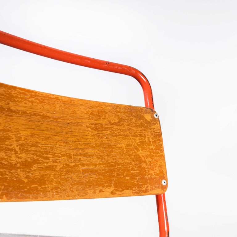 1950's Cox Tubular Red Metal Dining Chairs, Set of Four For Sale at 1stDibs