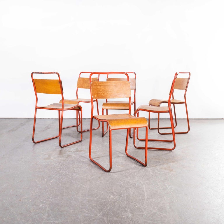 1950's Cox Tubular Red Metal Dining Chairs - Set Of Six For Sale at 1stDibs