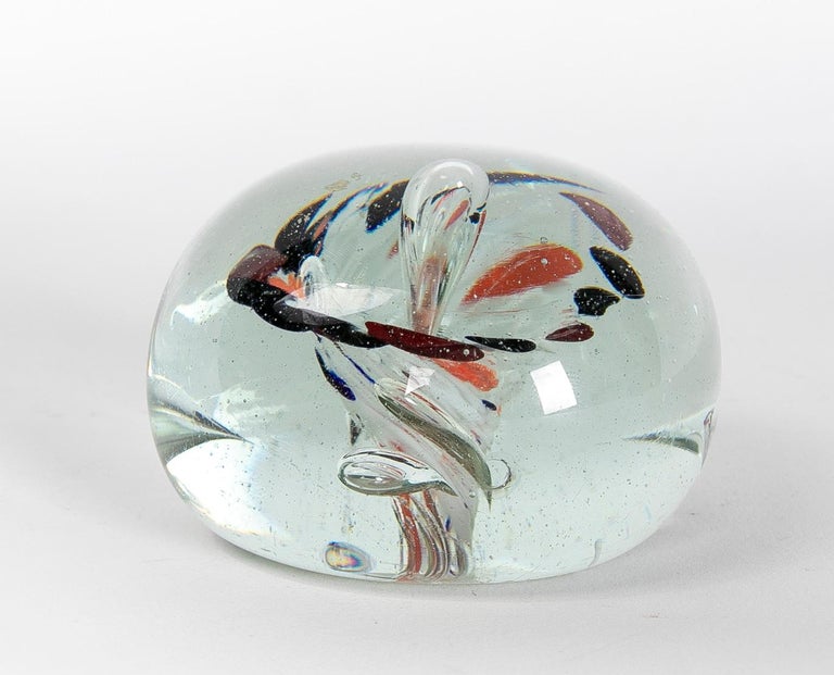 1950s Crystal Paperweight with Colours Decoration For Sale at 1stDibs