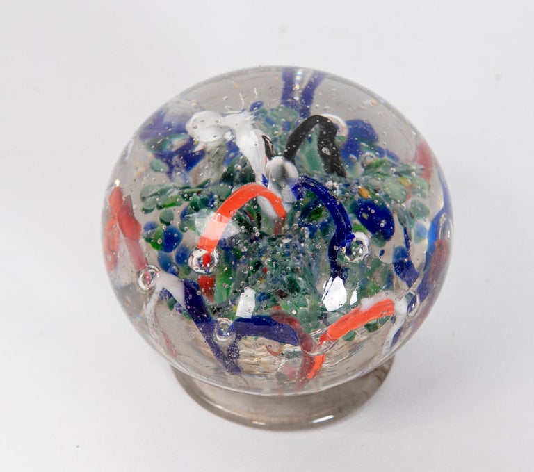 1950s Crystal Paperweight with Different Colors Decoration and Base For ...