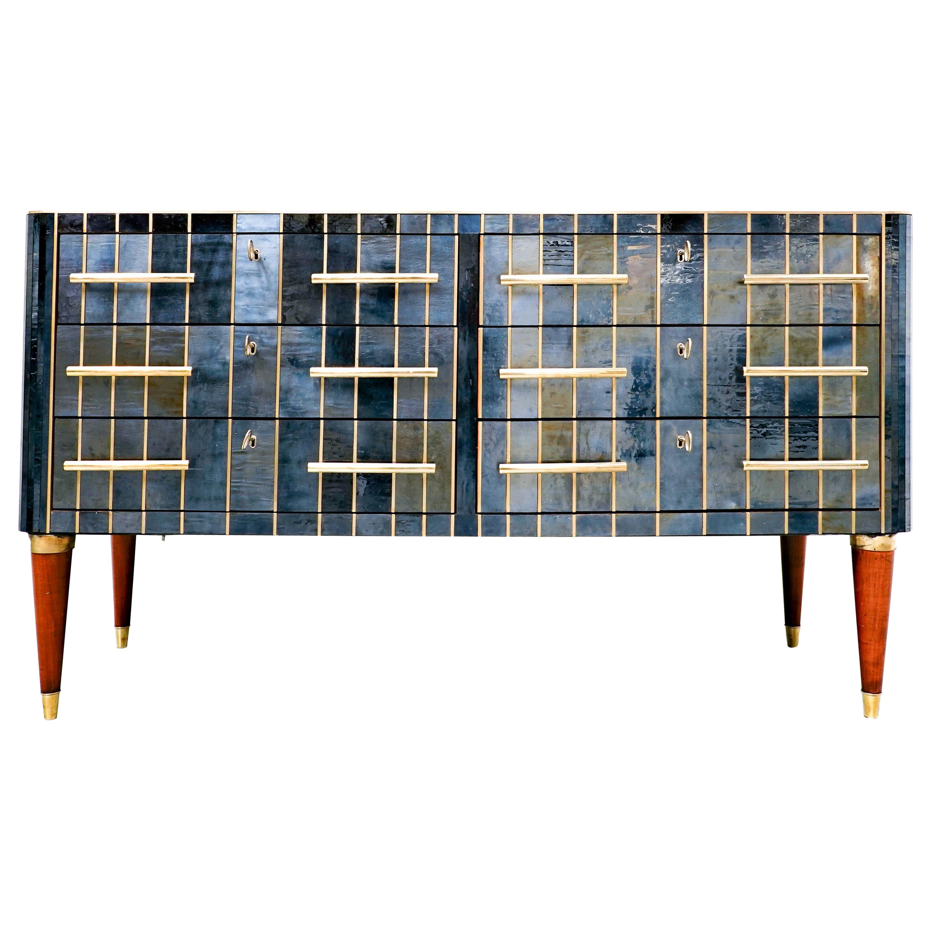 Contemporary Italian Chest, Wood and Brass, 3 doors, Italy For Sale at ...