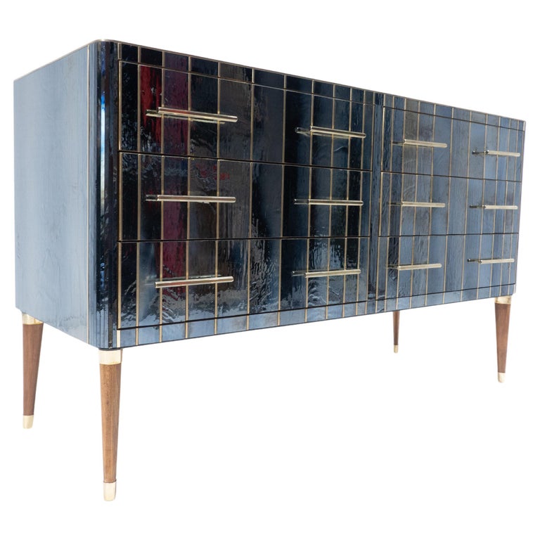 1950s Custom Italian Chest of Drawers in Glass, Brass and Wood For Sale ...