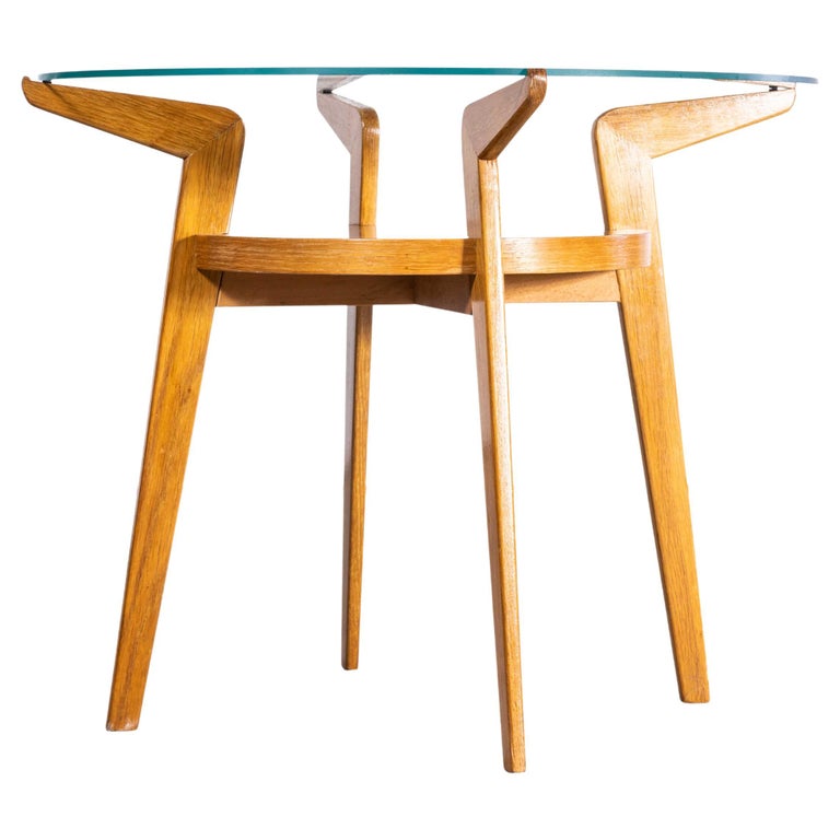 1950s Czech Glass Topped Round Occasional Side Table For Sale at 1stDibs