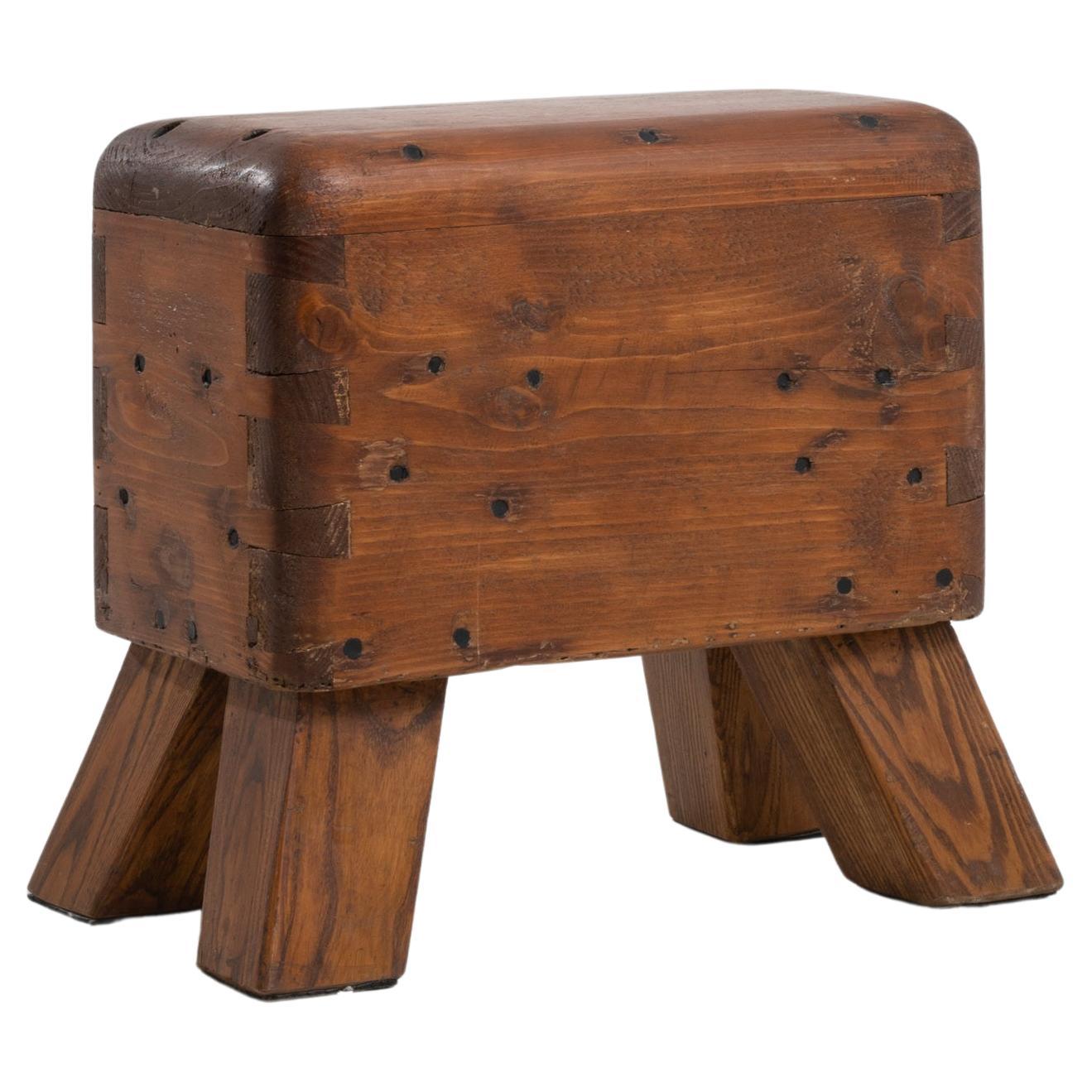 1950s Square Wooden Stool of Footrest with Original Paint ...