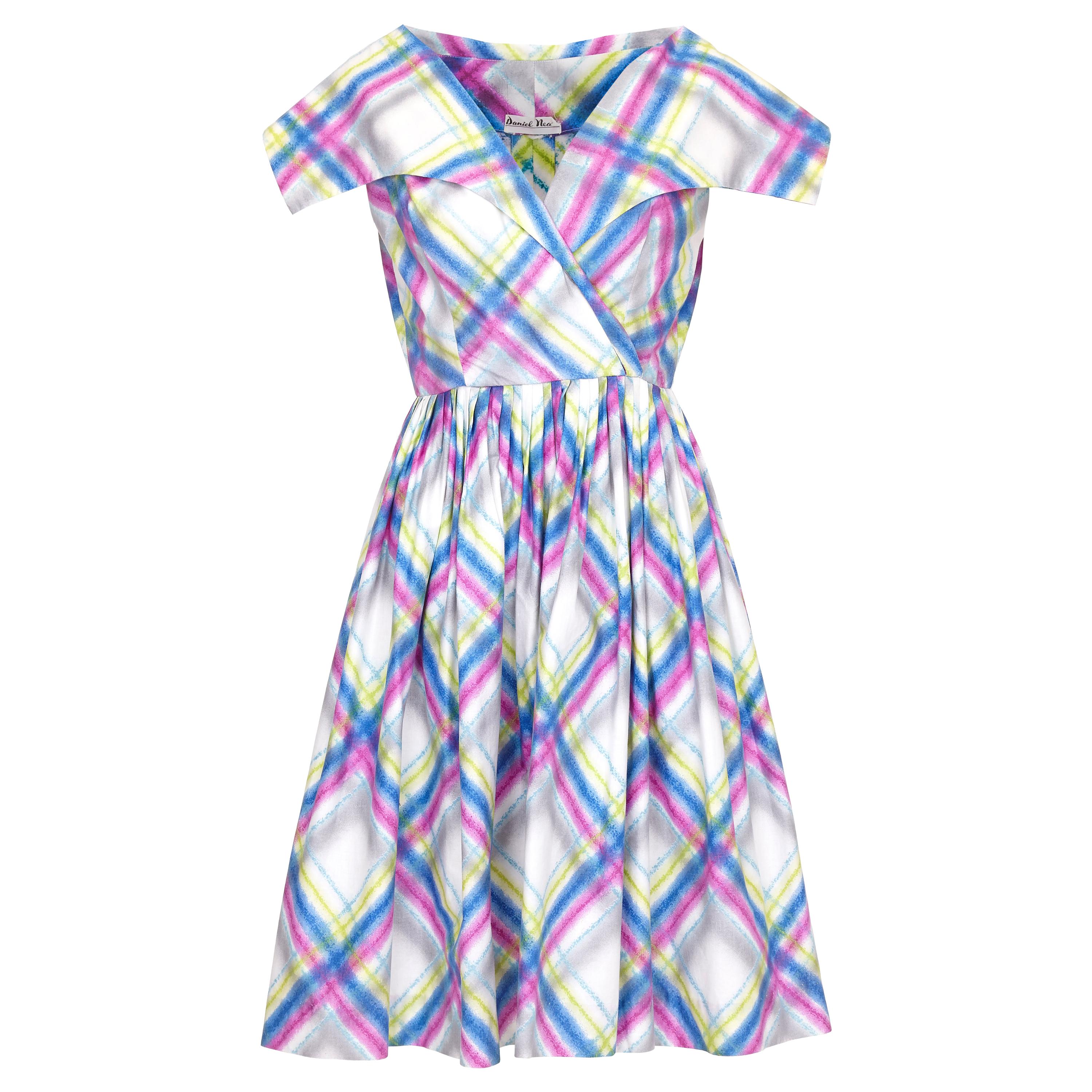 1960s Marion Donaldson Turquoise Crepe and Cotton Maxi Dress For Sale ...