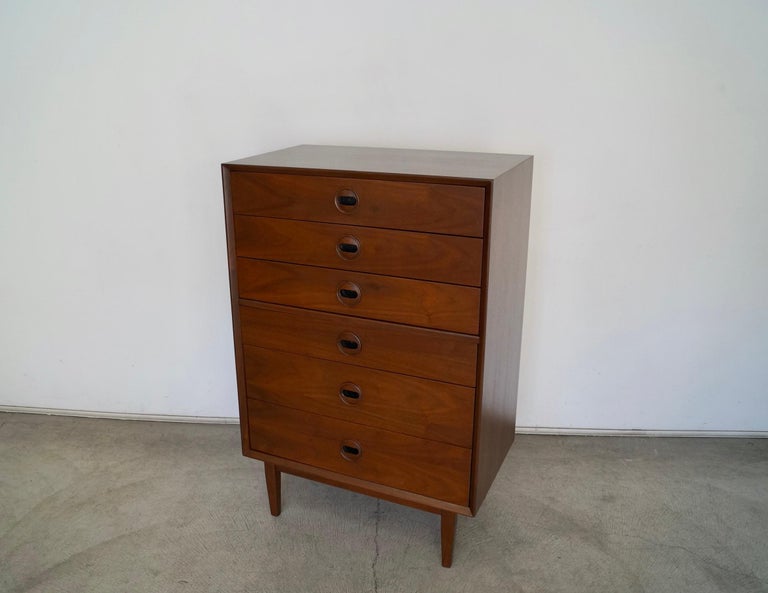 1950s Danish Modern Walnut Highboy Dresser For Sale at 1stDibs