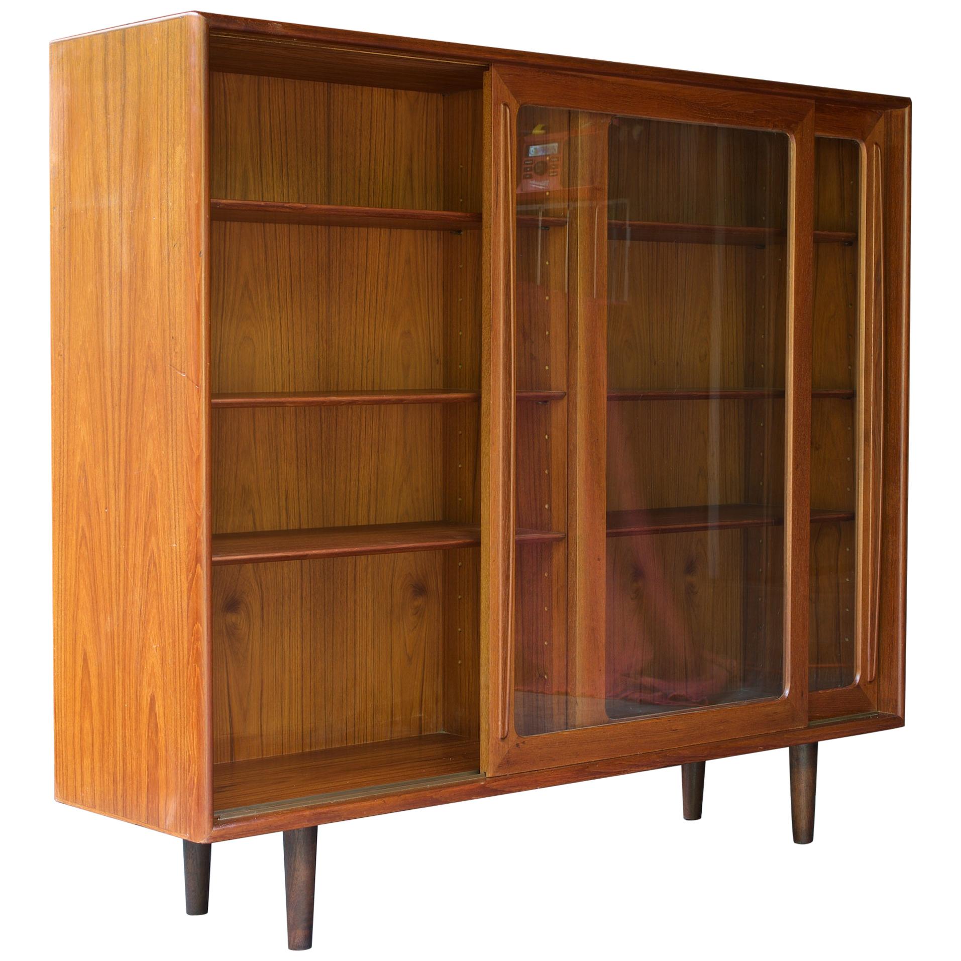 1950s Danish Teak China Display Cabinet Case Extra Large Mid-Century ...