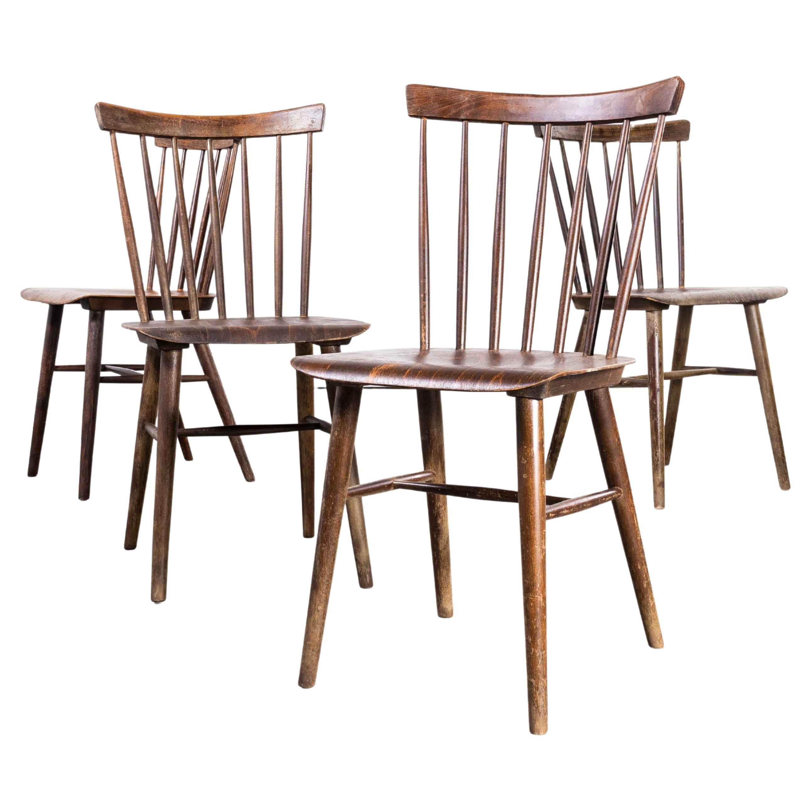 1950's Dark Walnut Stickback Chairs By Ton - Set Of Six For Sale at 1stDibs