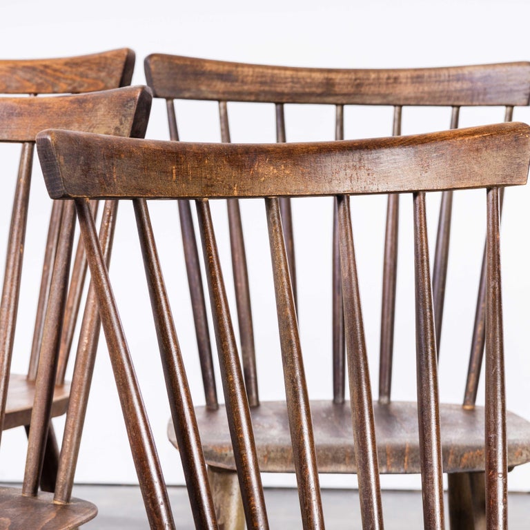 1950's Dark Walnut Stickback Chairs By Ton - Set Of Six For Sale at 1stDibs