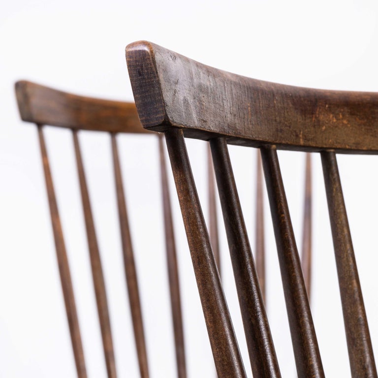 1950's Dark Walnut Stickback Chairs By Ton - Set Of Six For Sale at 1stDibs