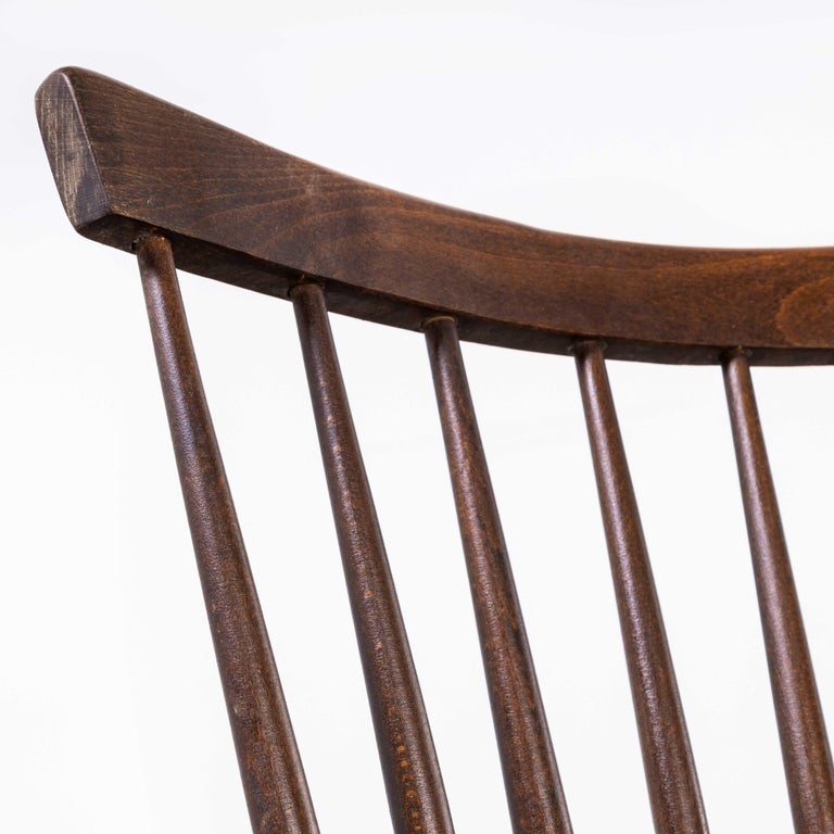 1950's Dark Walnut Stickback Chairs By Ton - Set Of Six For Sale at 1stDibs