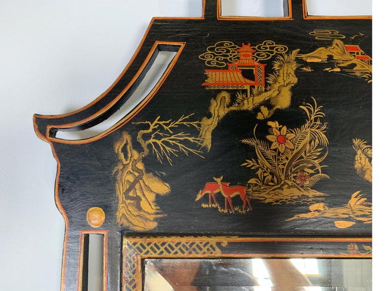 1950s Decorative Chinoiserie Hand Painted Asian Style Mirror For Sale ...
