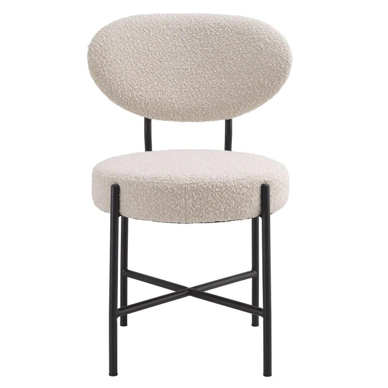 1950s Design And MCM Style Beige Bouclé Fabric And Black Metal Dining ...