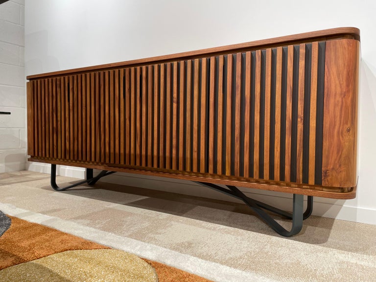 1950s Design And MCM Style Wood And Metal Sideboard For Sale at 1stDibs