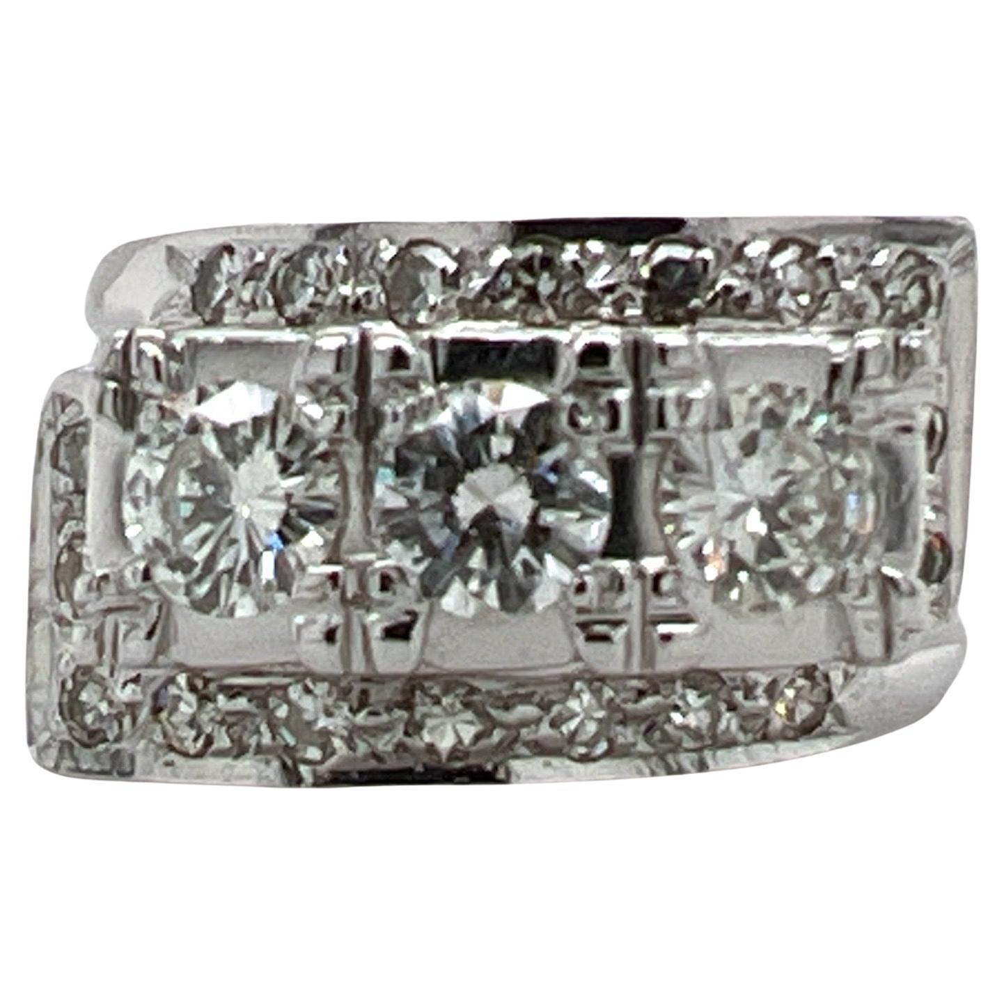 .70 Carat Marquise Baguette Round Diamond Gold Swirl Three-Stone ...