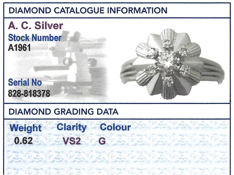 1950s Vintage Diamond and White Gold Cocktail Ring For Sale at 1stdibs