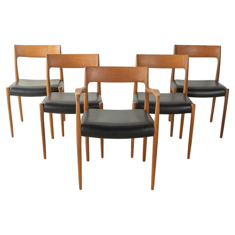 1950s Dining Chairs by Nils Otto Møller, Set of 5 For Sale at 1stDibs