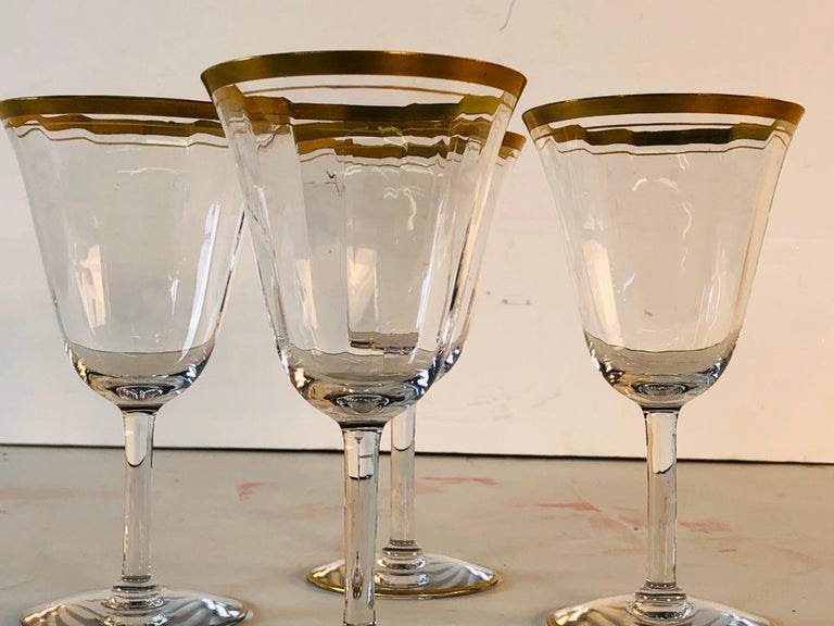 1950s Double Gold Rim Wine Stems, Set of 4 at 1stDibs