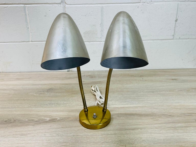 1950s Double Gooseneck Desk Lamp For Sale at 1stDibs
