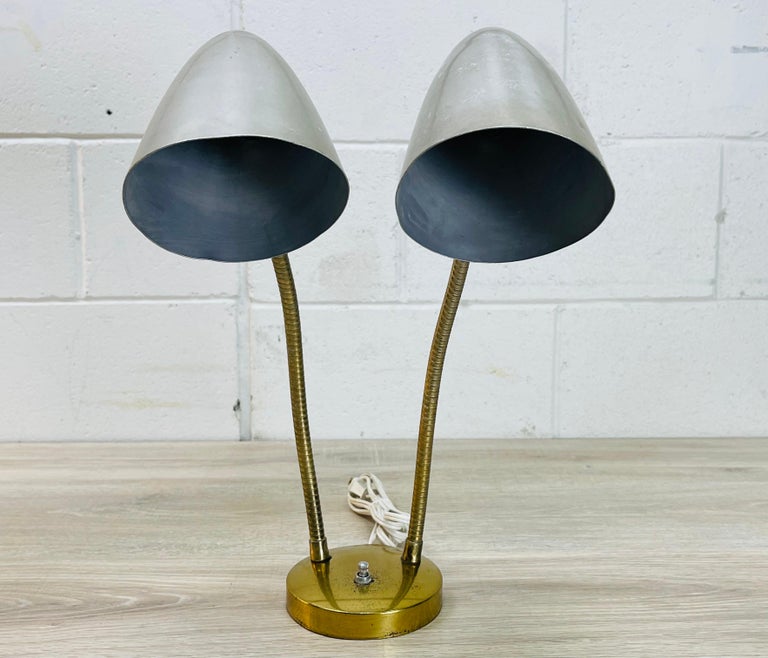 1950s Double Gooseneck Desk Lamp For Sale at 1stDibs